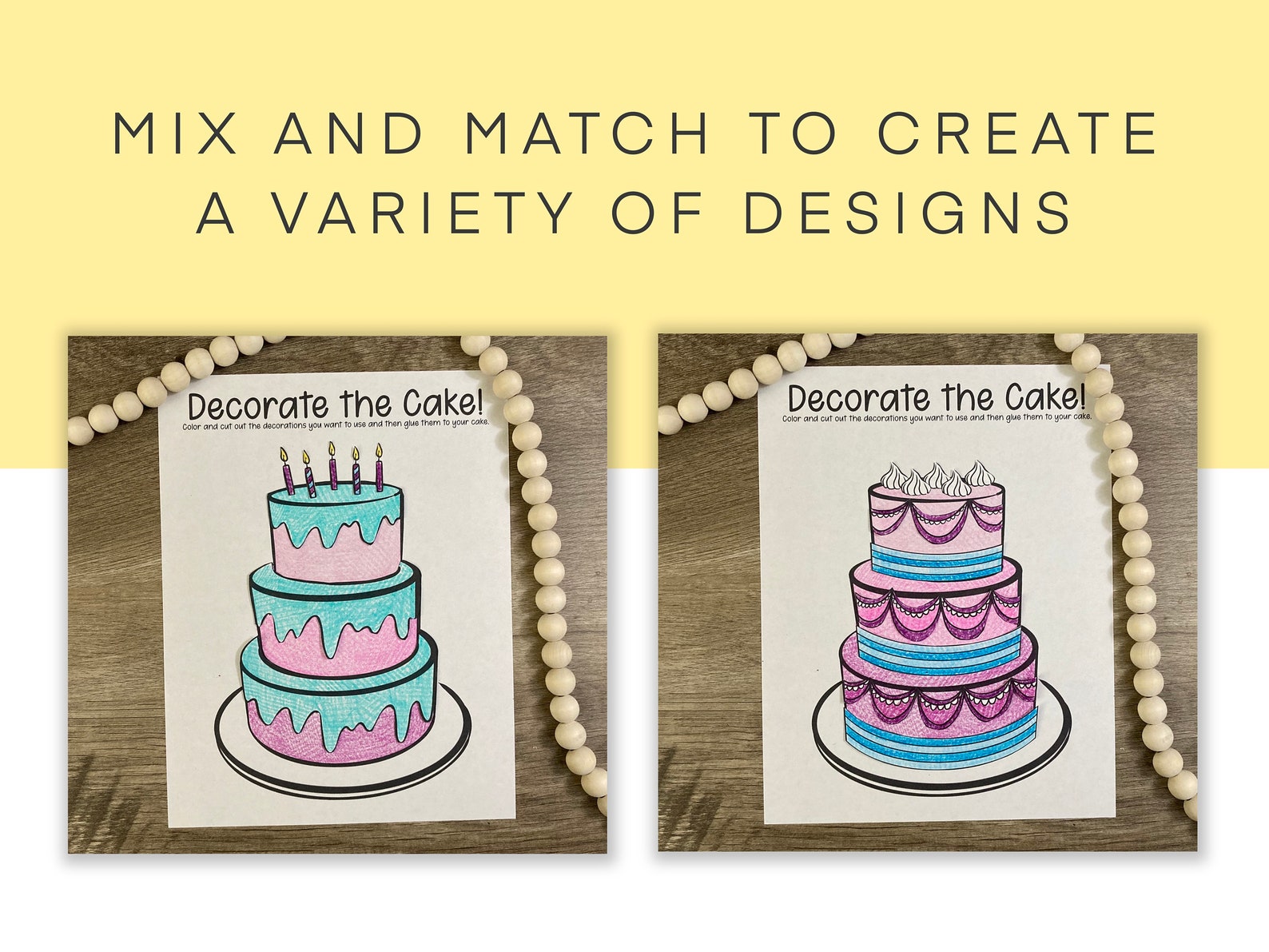 Decorate the Cake Activity for Kids, Cut and Paste Craft, Printable ...