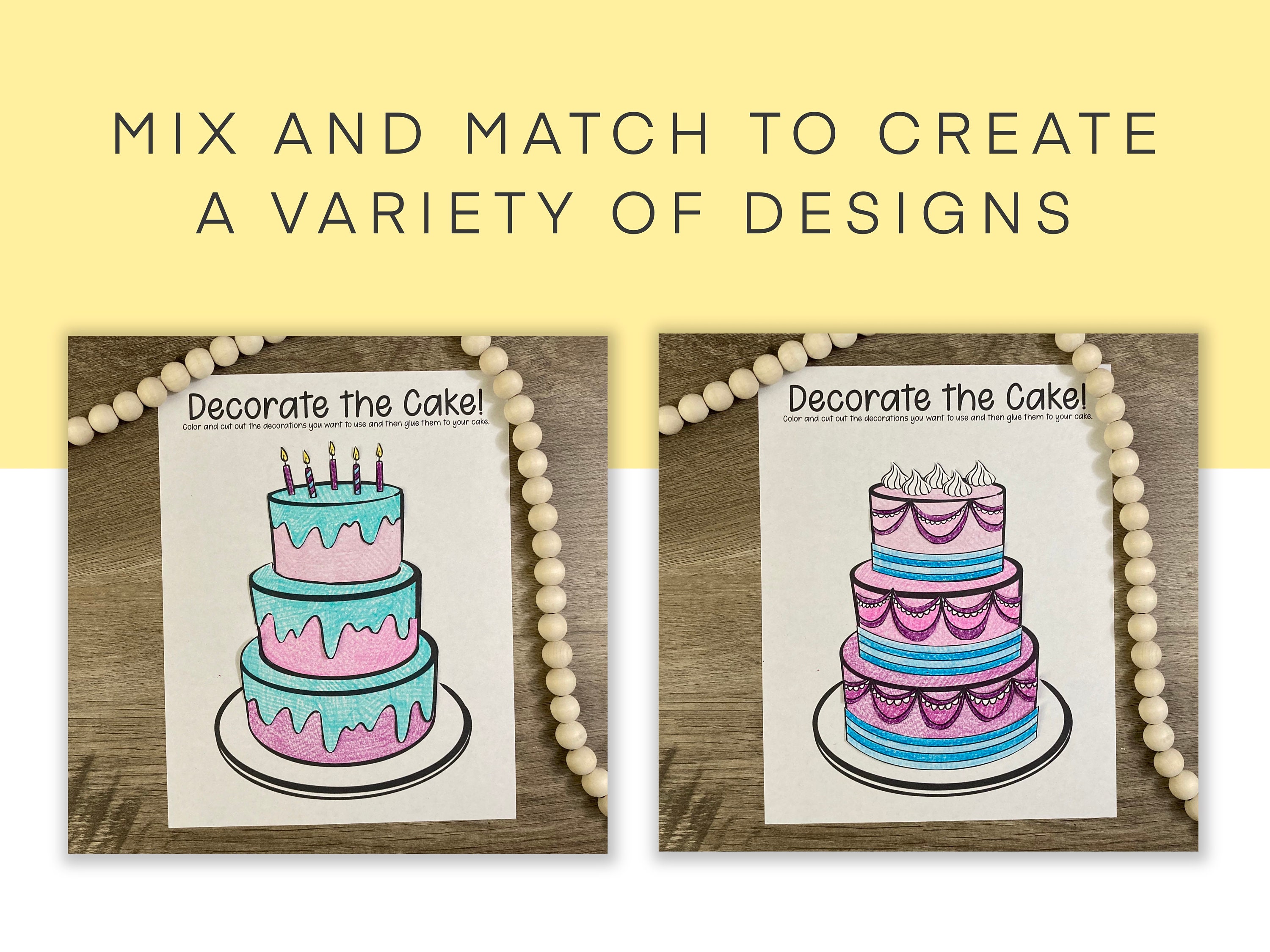 Decorate the Cake Activity for Kids, Cut and Paste Craft, Printable ...