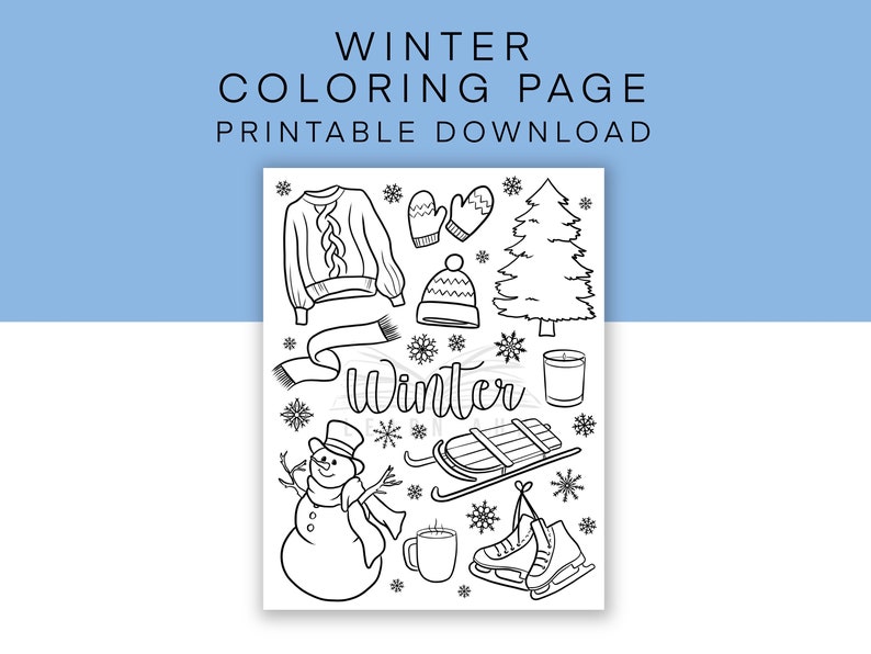Winter Printable Coloring Page, Snow Activity Sheet, Seasons Worksheet ...