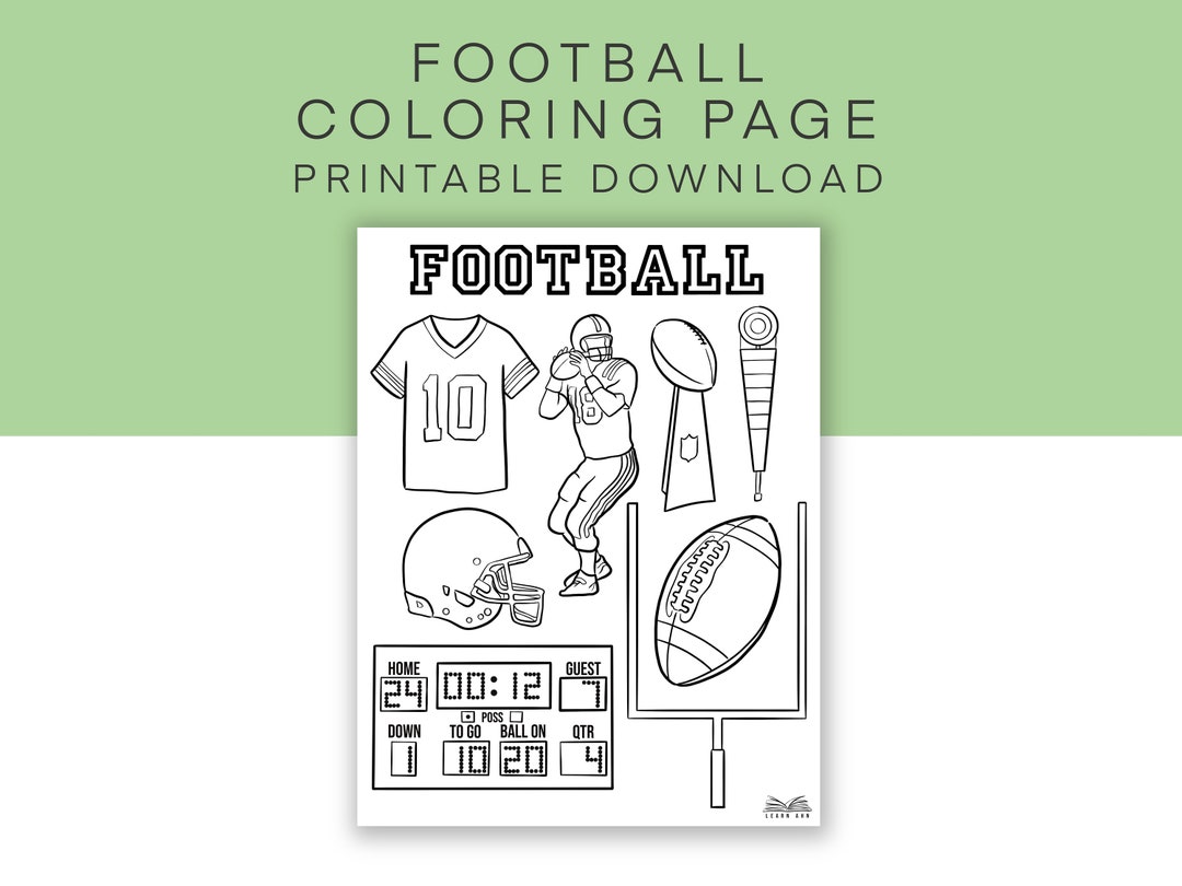 Football Printable Coloring Page, Super Bowl Sunday Activity Sheet, Kid ...