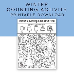 Winter Counting Seek and Find Coloring Page Printable, Snow I Spy Math ...