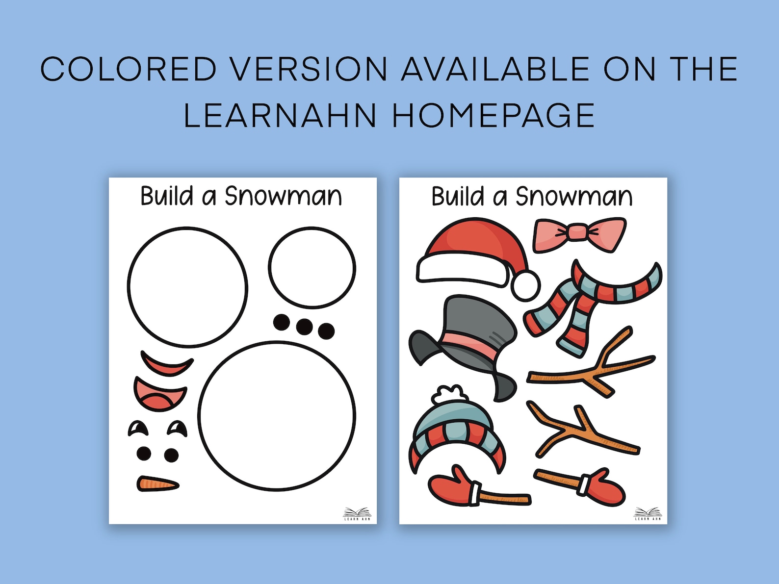 Build a Snowman Activity for Kids, Cut and Paste Winter Craft ...