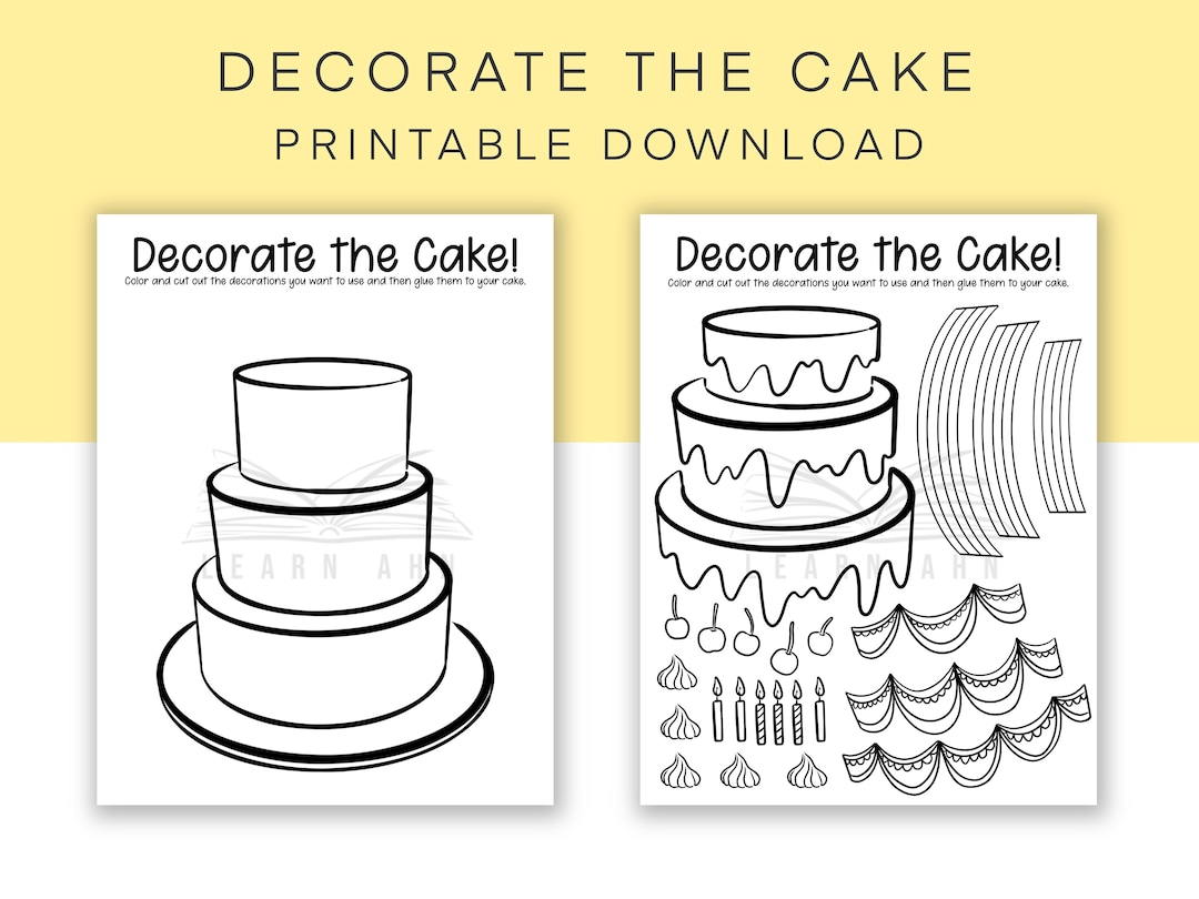 Decorate the Cake Activity for Kids, Cut and Paste Craft, Printable ...