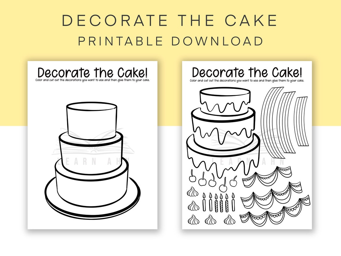 Decorate the Cake Activity for Kids, Cut and Paste Craft, Printable ...