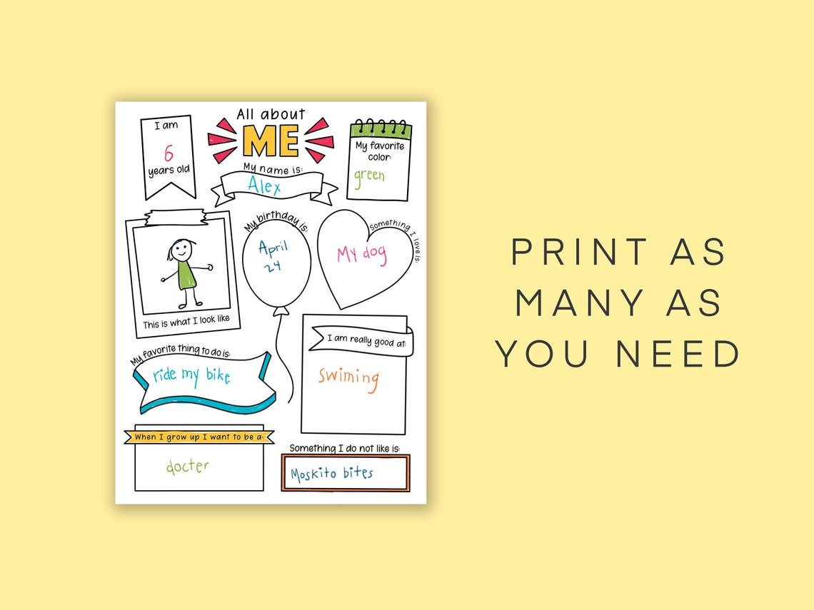 All About Me Worksheet, Get to Know Me Coloring Page, Icebreaker ...