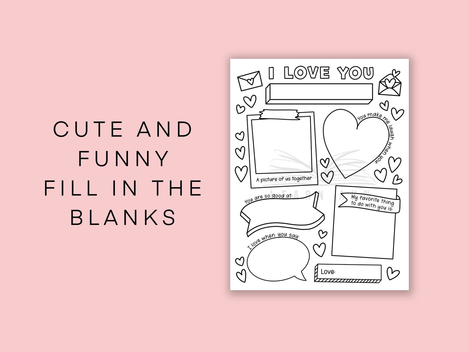 Valentine's Day Printable Worksheet, "i Love You" Fill in the Blank ...
