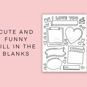Valentine's Day Printable Worksheet, "i Love You" Fill in the Blank ...