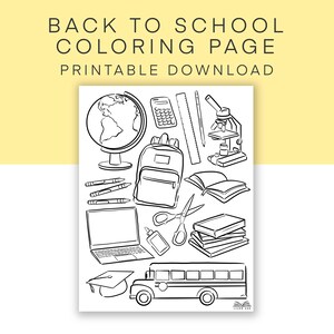 Back to School Printable Coloring Page School Activity Sheet - Etsy