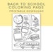 Back to School Printable Coloring Page School Activity Sheet - Etsy