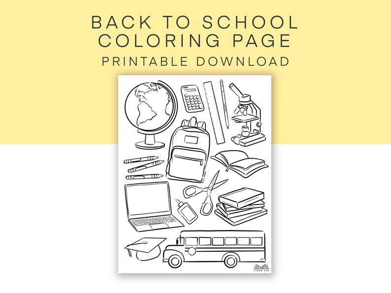 Back to School Printable Coloring Page School Activity Sheet - Etsy