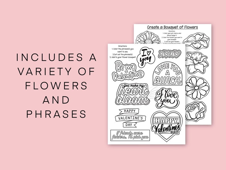 Flower Bouquet Valentine Craft for Kids, Cut and Paste Valentine's Day ...