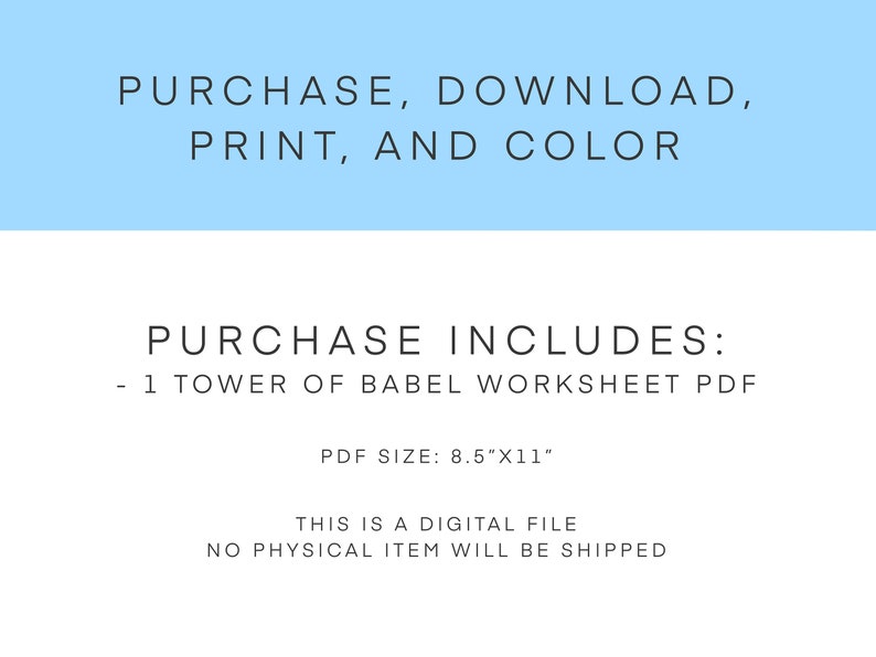 The Tower of Babel Bible Story Worksheet, Sunday School Coloring Page ...