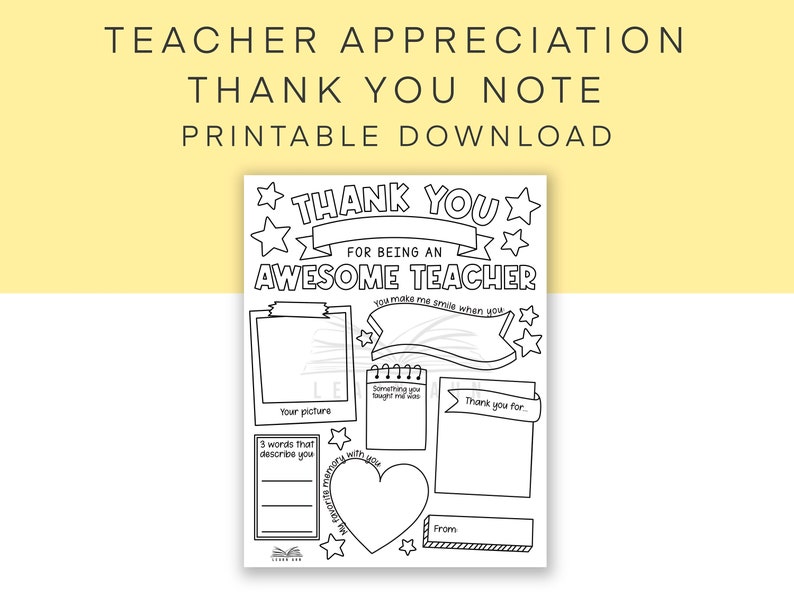 Teacher Appreciation Printable, Thank You Teacher Gifts Coloring Pages ...