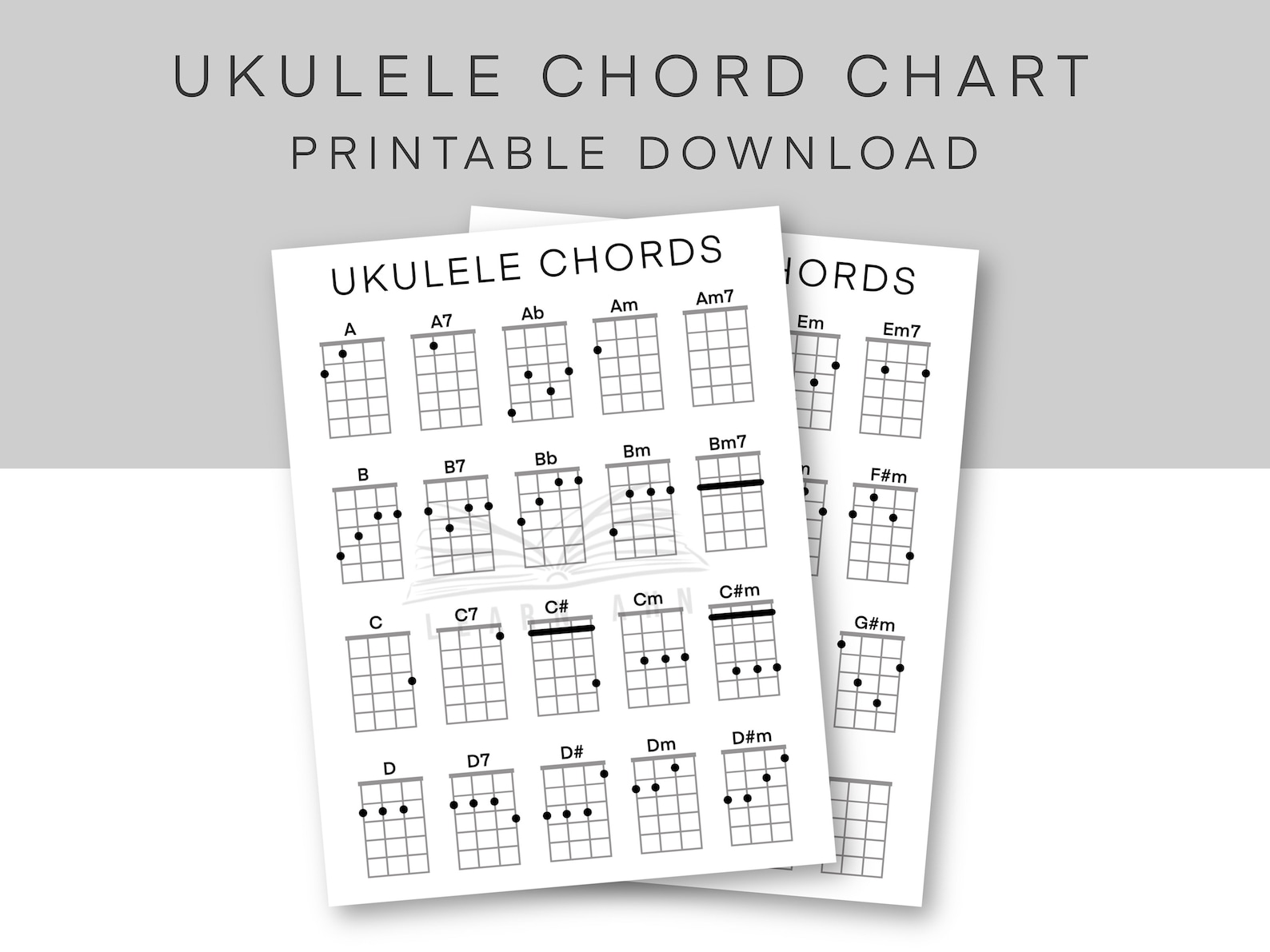 Ukulele Chord Chart Printable Download, Learn to Play Ukulele PDF ...