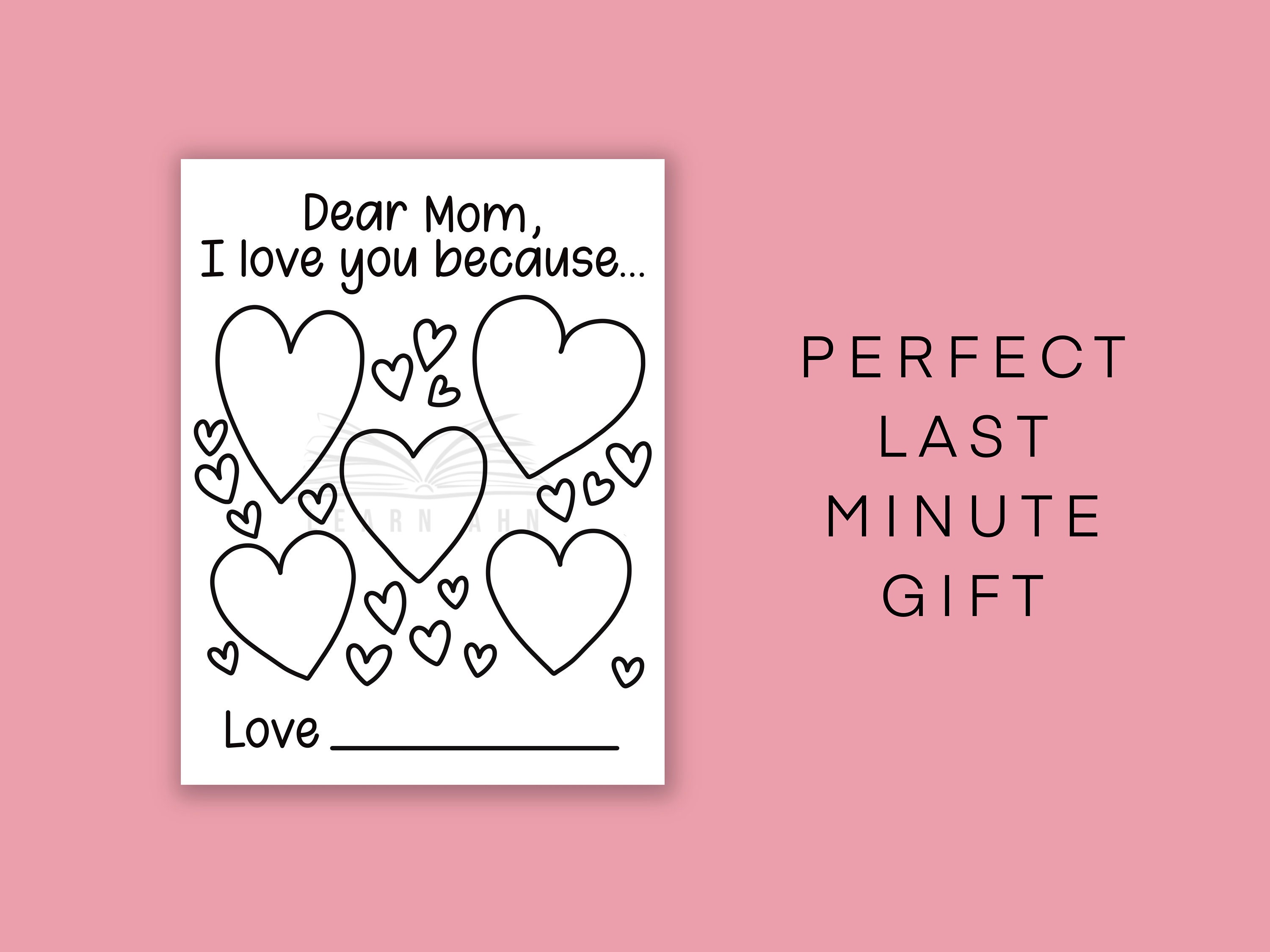 Why I Love Mom Worksheet, "i Love You Because..." Printable Worksheet ...