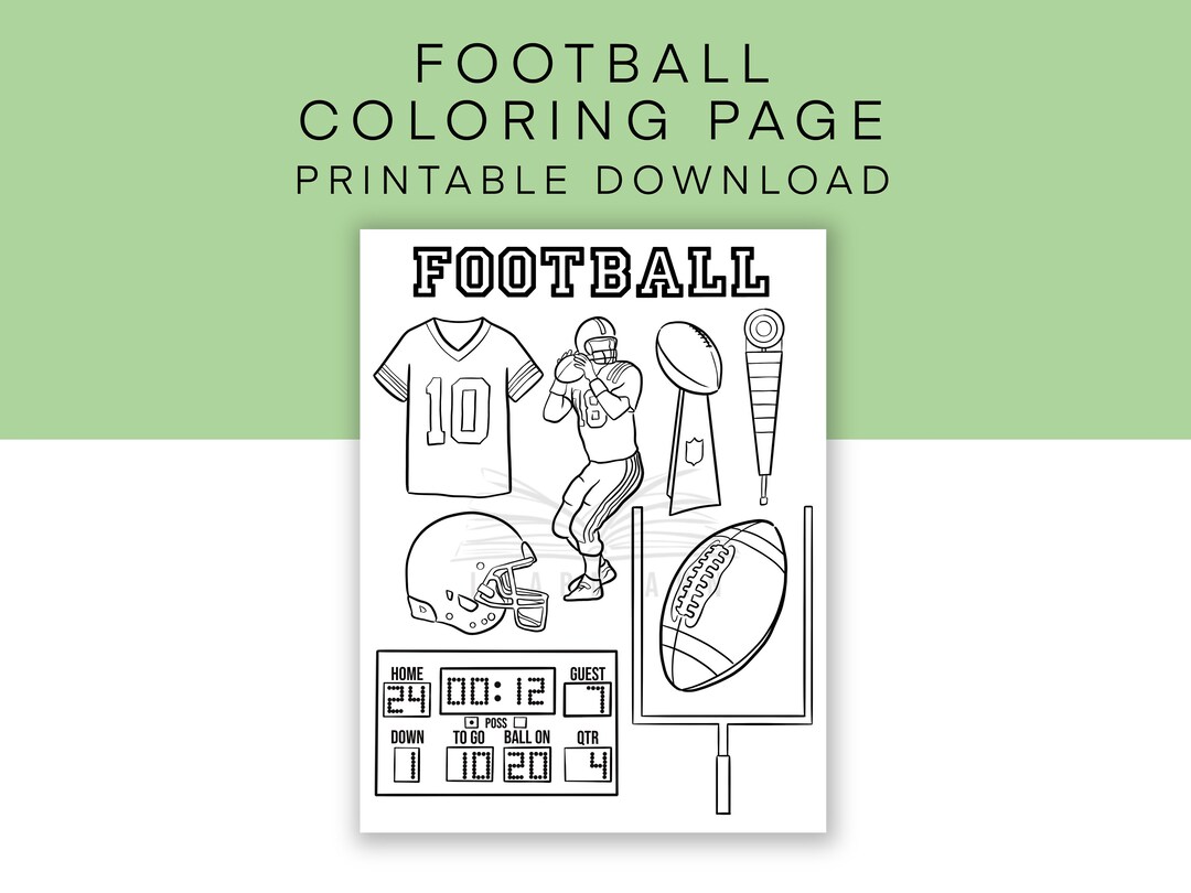 Football Printable Coloring Page, Super Bowl Sunday Activity Sheet, Kid ...