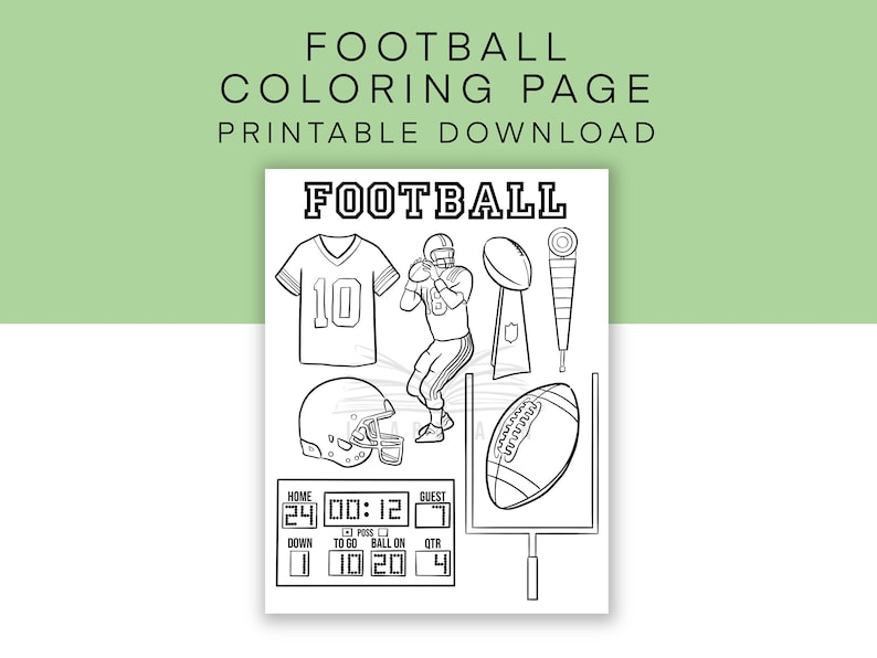 Football Printable Coloring Page, Super Bowl Sunday Activity Sheet, Kid ...
