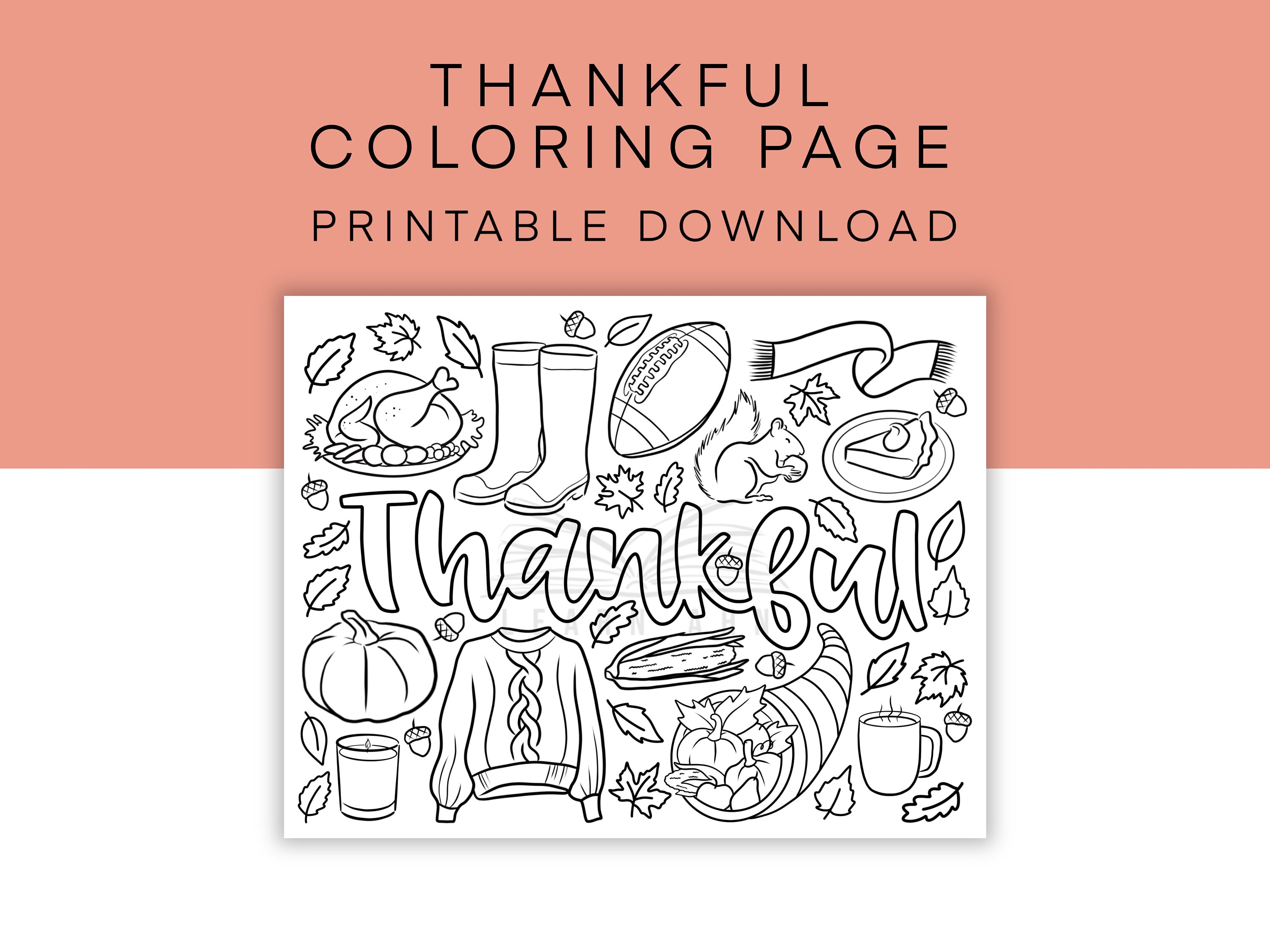 Thankful Coloring Page, Thanksgiving Worksheet, Gratitude Coloring ...