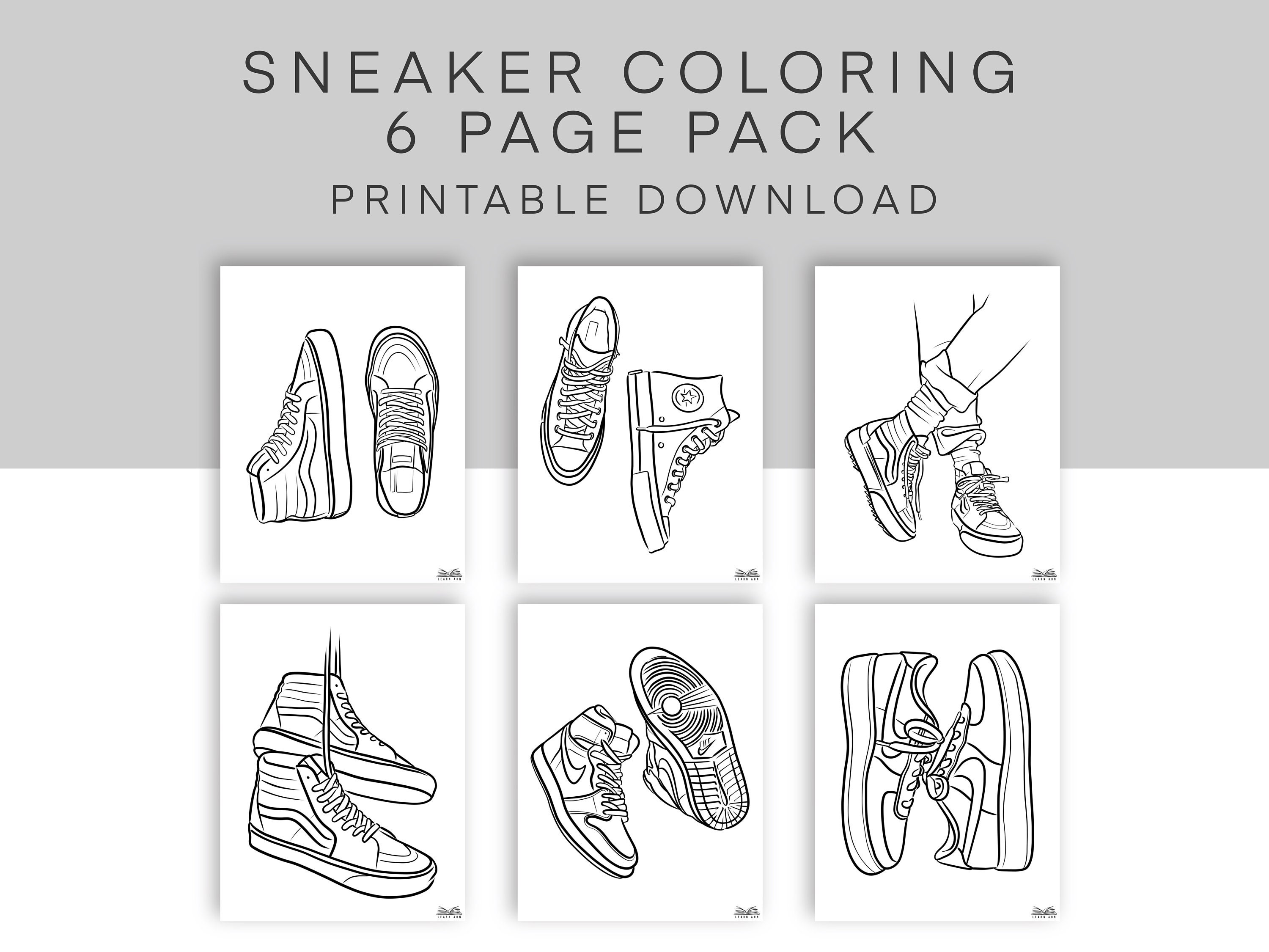 Sneaker Coloring Pages, Printable Shoe Art, Sneakerhead Coloring, Vans ...