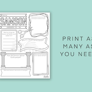 Samson Bible Story Worksheet, Sunday School Coloring Page, Samson and ...