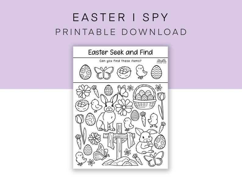 Easter Seek and Find Coloring Page Printable, I Spy Activity Sheet ...