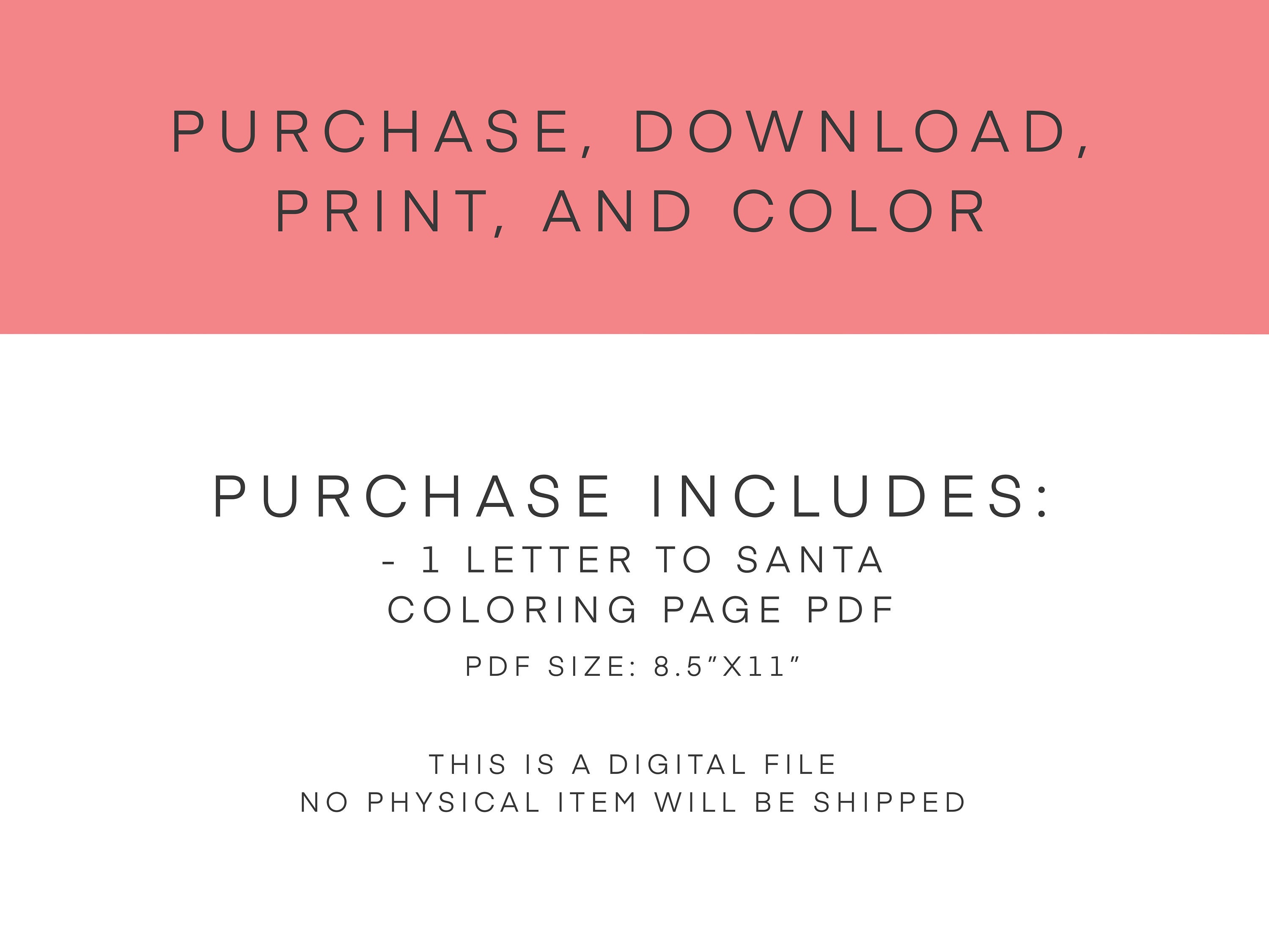 Letter to Santa Printable Coloring Page, Santa Wish List Coloring Sheet ...