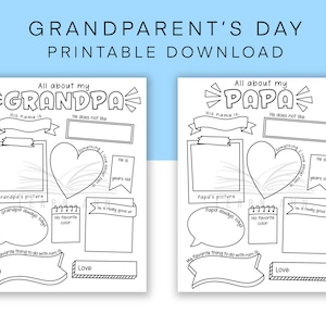 Grandparents Day Last Minute Gift, All About Grandpa Worksheet Activity ...