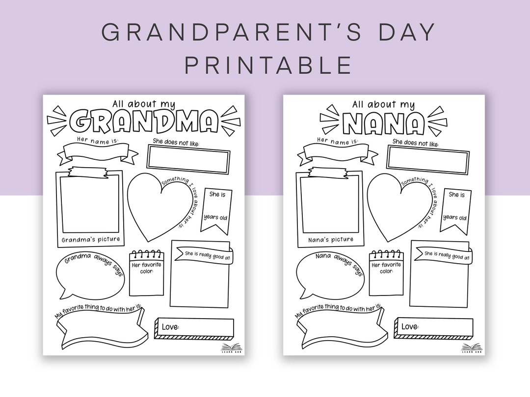 Printable Gift for Grandparent Coloring Page Card for - Etsy