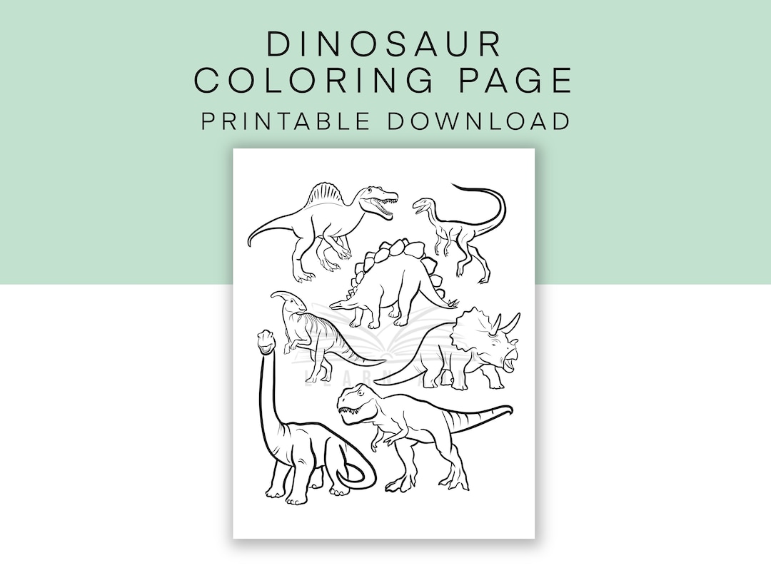 Dinosaur Printable Coloring Page, Dinosaur Birthday Party Activity ...