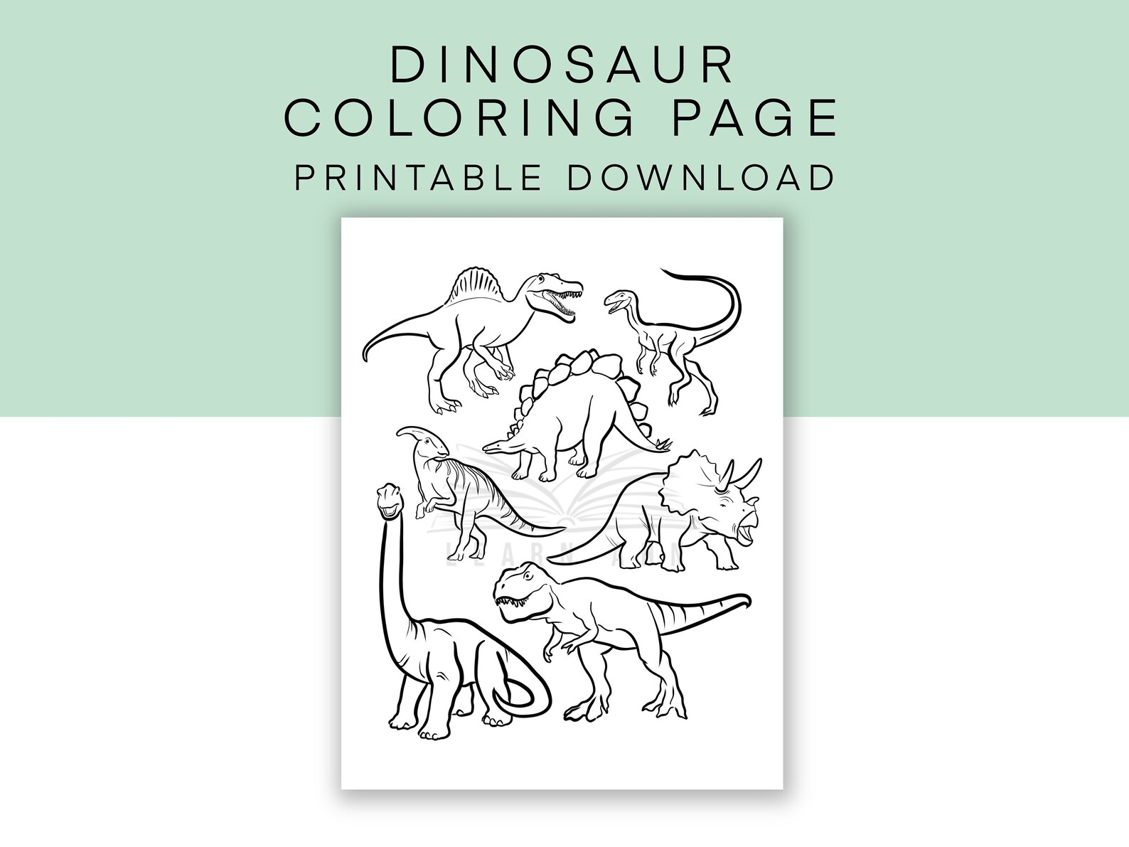 Dinosaur Printable Coloring Page, Dinosaur Birthday Party Activity ...