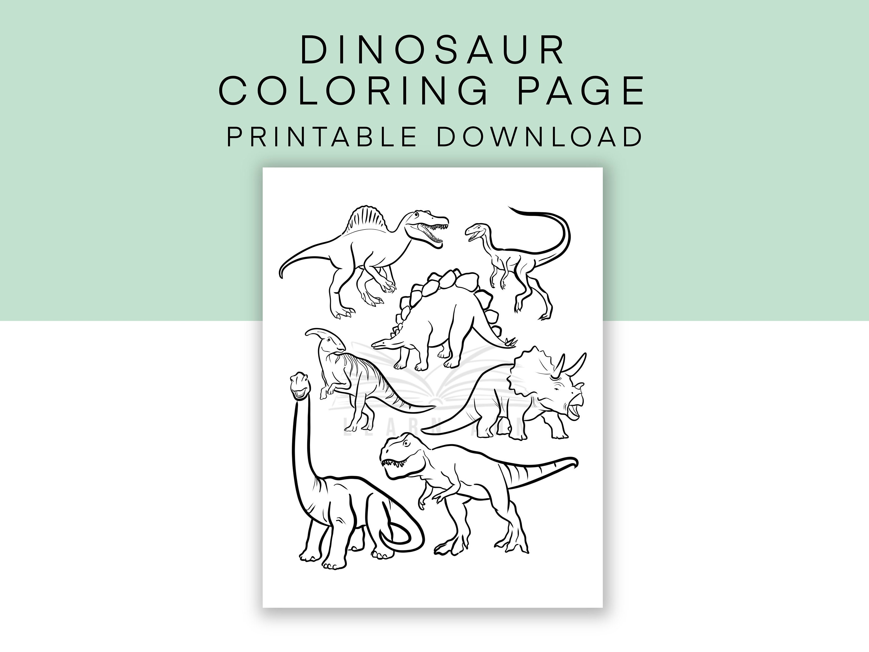 Dinosaur Printable Coloring Page, Dinosaur Birthday Party Activity ...
