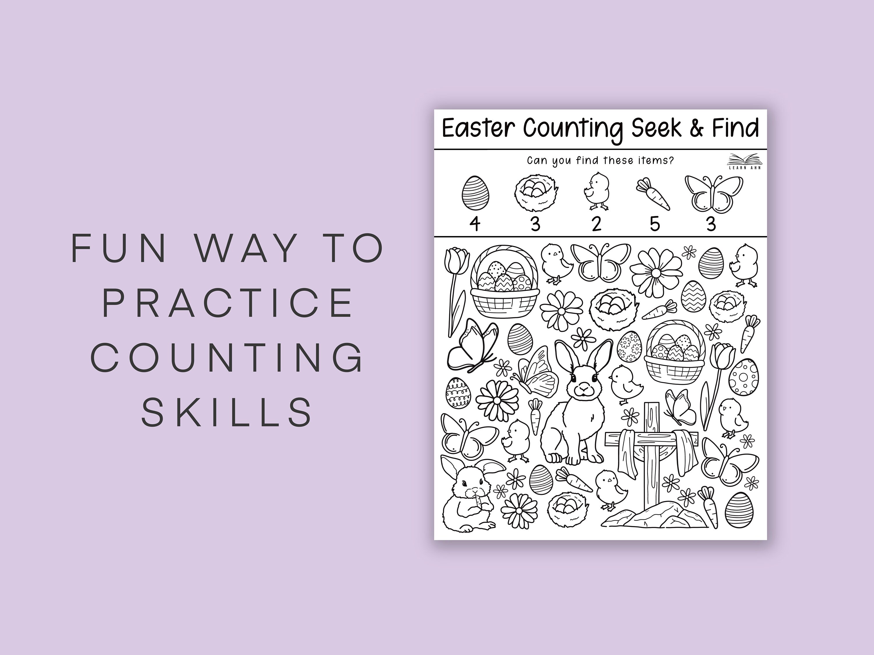 Easter Counting Seek and Find Coloring Page Printable, I Spy Math ...