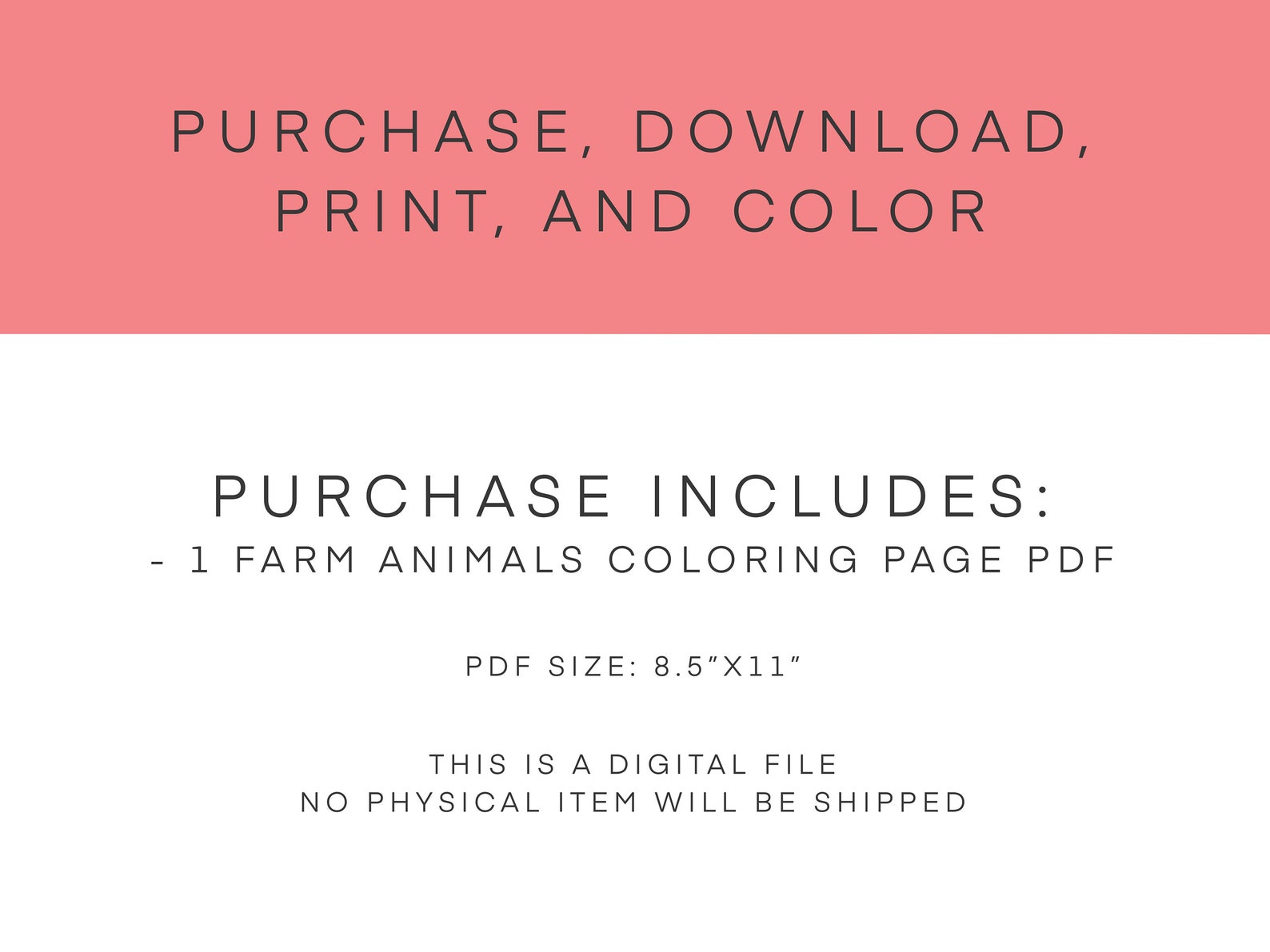 Farm Animals Coloring Page, Printable Animal Coloring for Kids, PDF ...