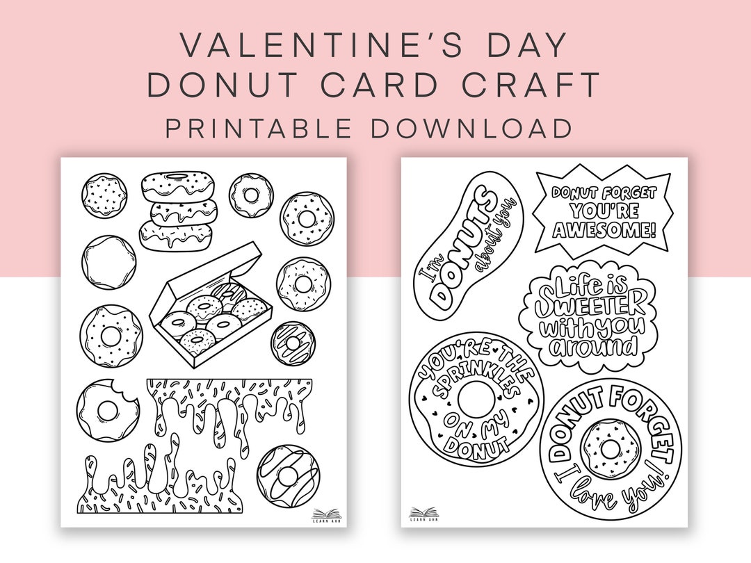 Donut Valentine Card Kit Craft for Kids, Cut and Paste Valentine's Day ...