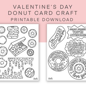 Donut Valentine Card Kit Craft for Kids, Cut and Paste Valentine's Day ...