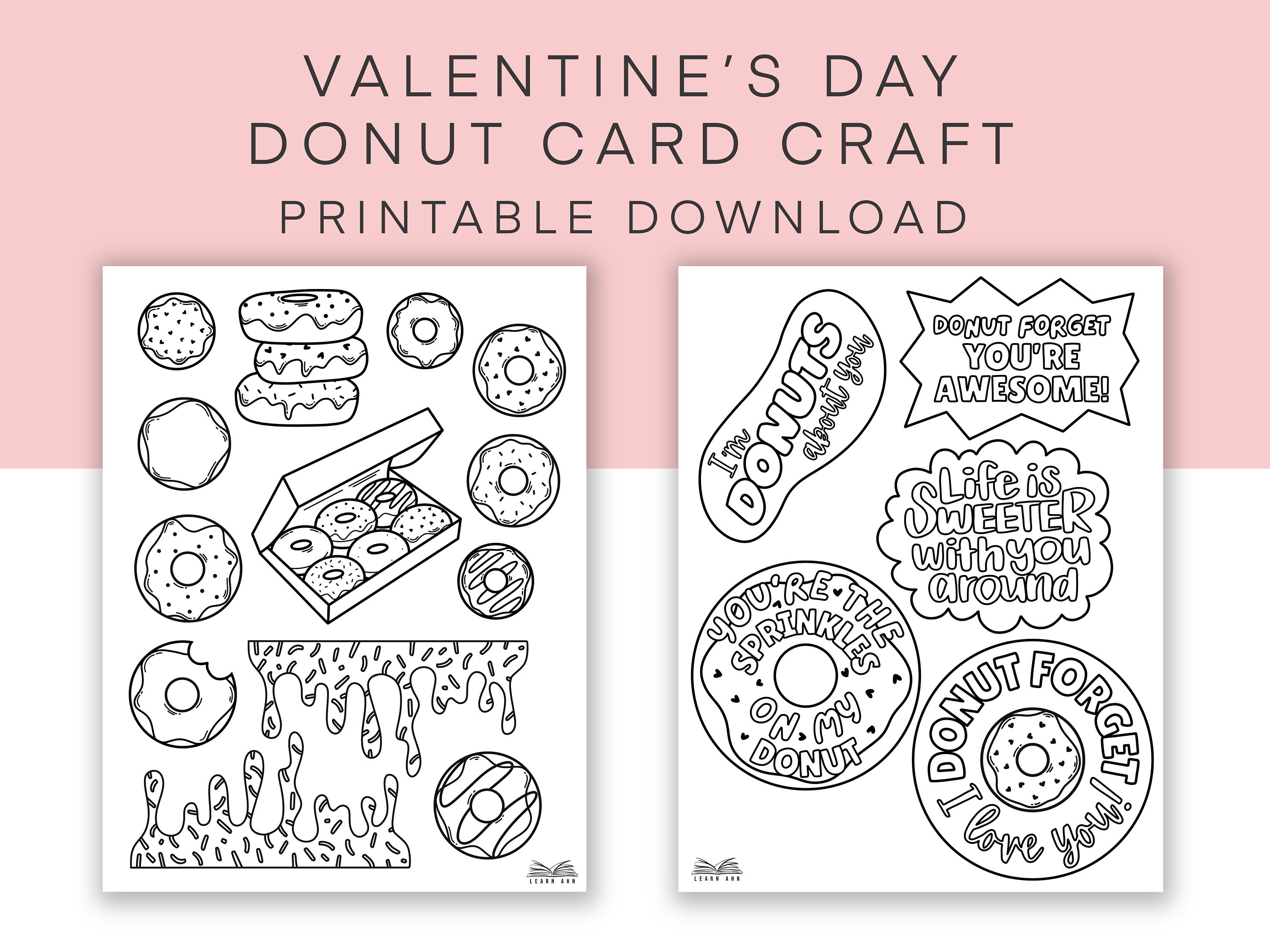 Donut Valentine Card Kit Craft for Kids, Cut and Paste Valentine's Day ...