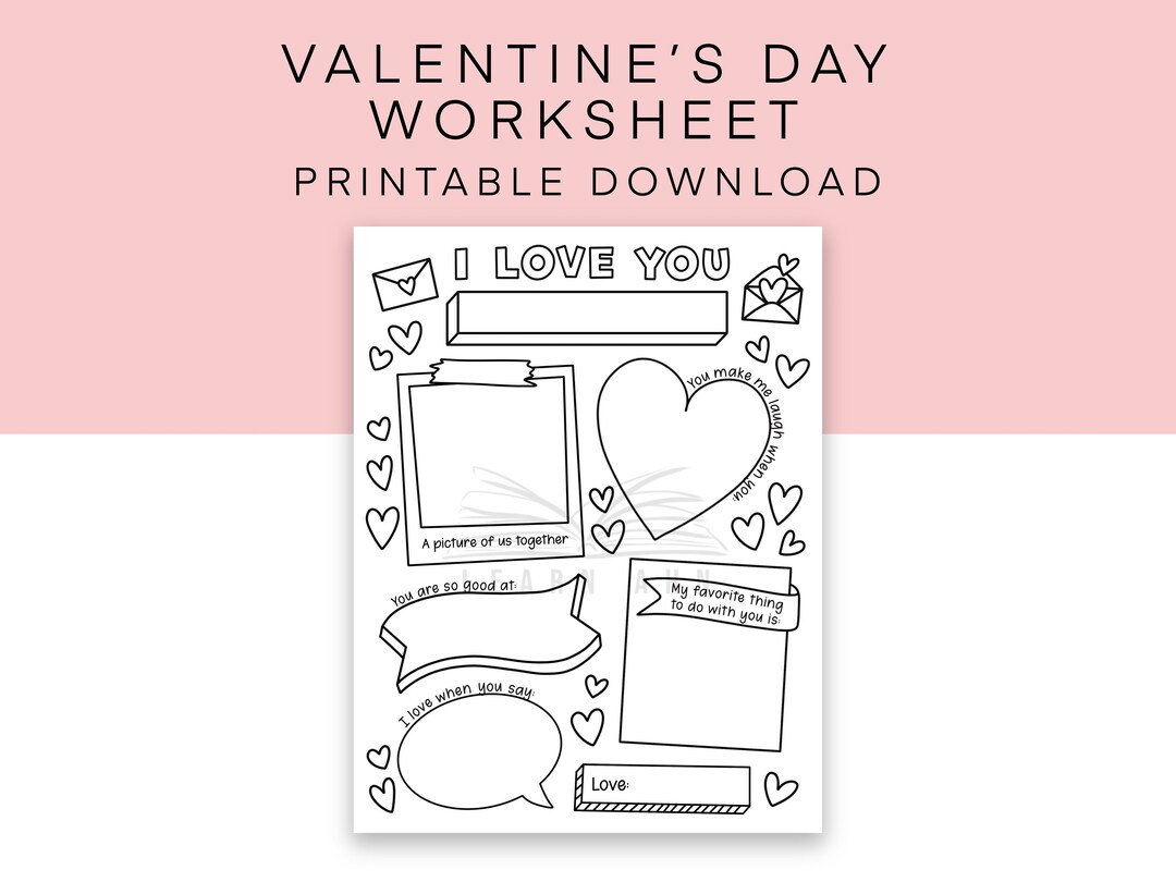 Valentine's Day Printable Worksheet, "i Love You" Fill in the Blank ...