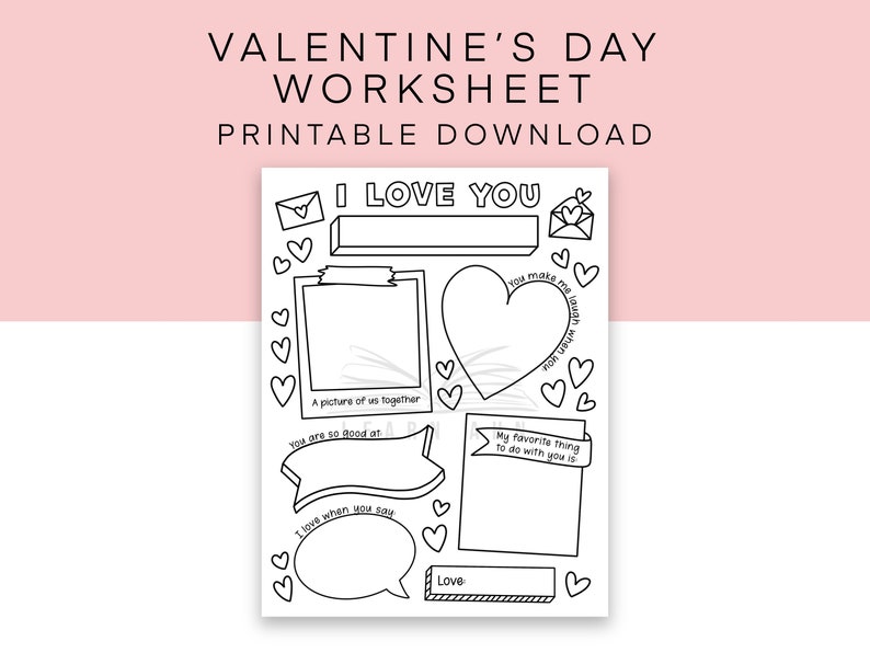 Valentine's Day Printable Worksheet, "i Love You" Fill in the Blank ...
