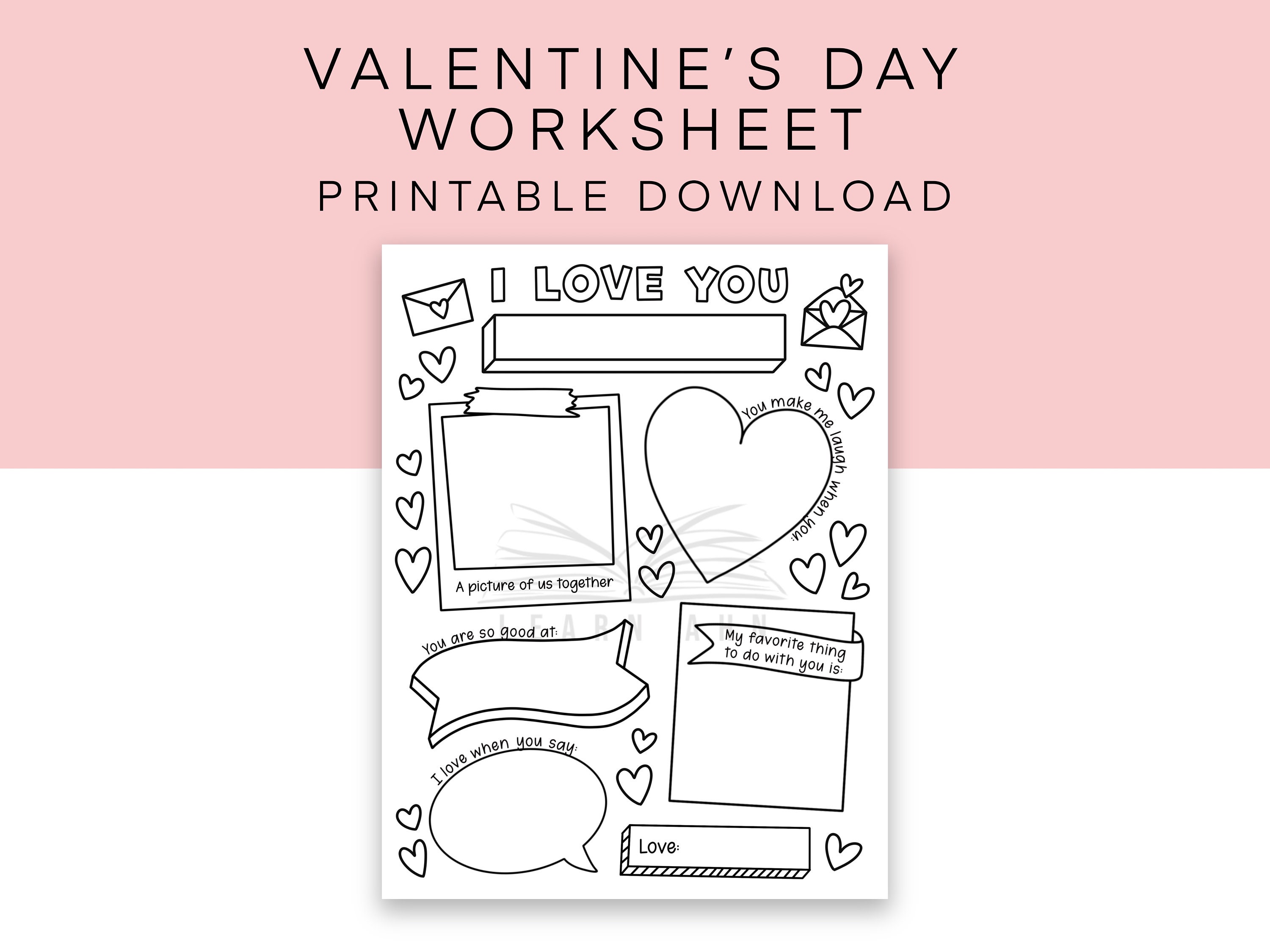 Valentine's Day Printable Worksheet, "i Love You" Fill in the Blank ...