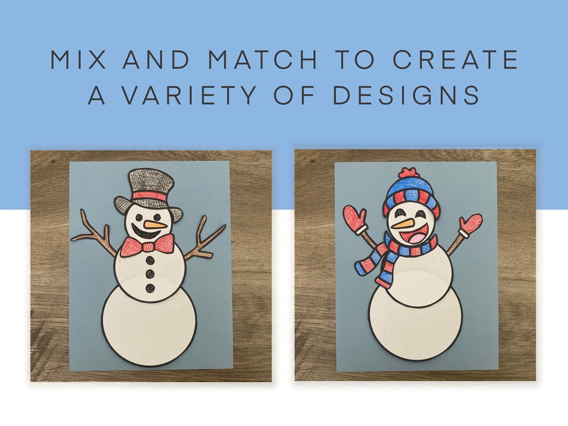 Build a Snowman Activity for Kids, Cut and Paste Winter Craft ...