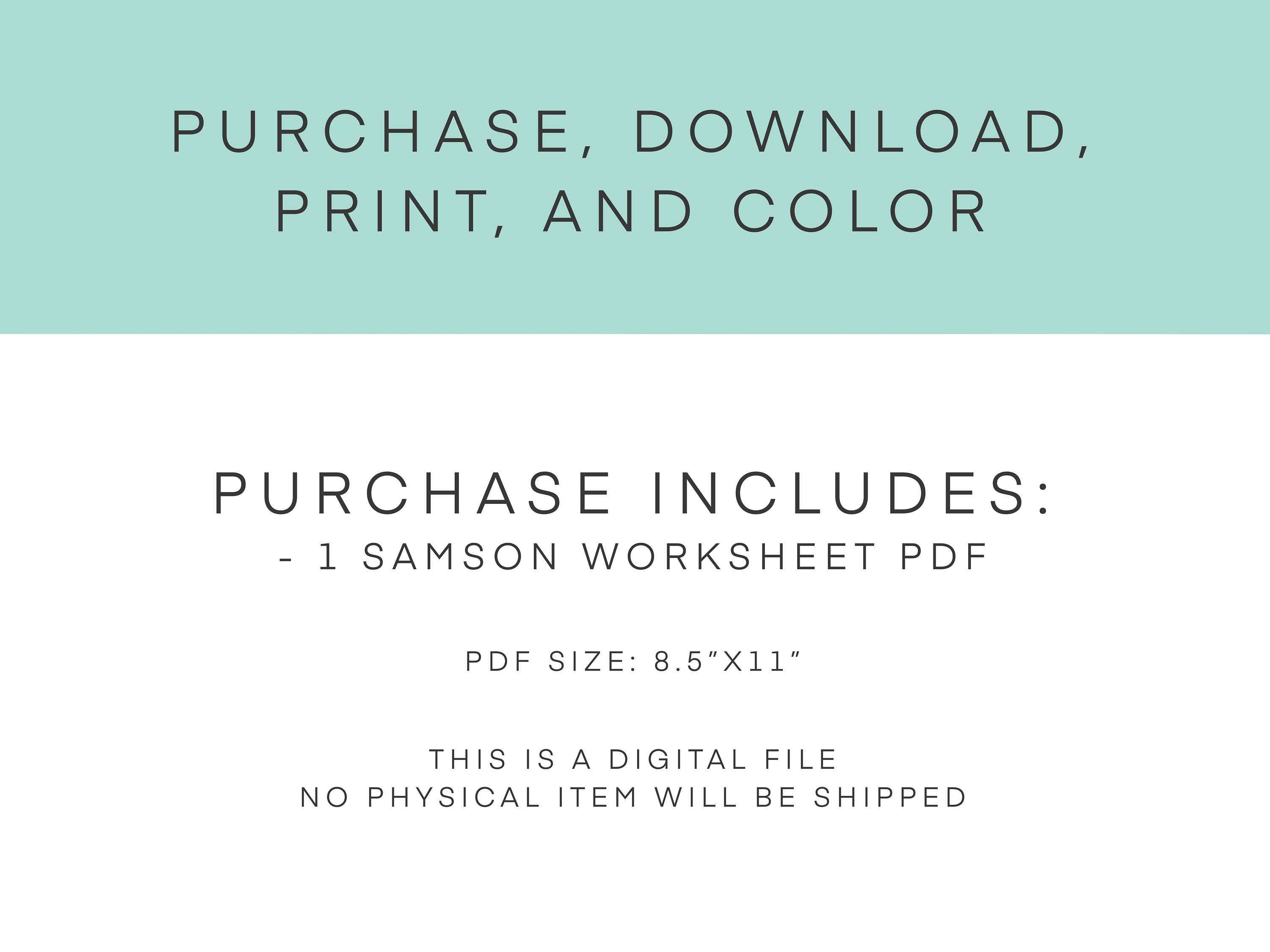 Samson Bible Story Worksheet, Sunday School Coloring Page, Samson and ...