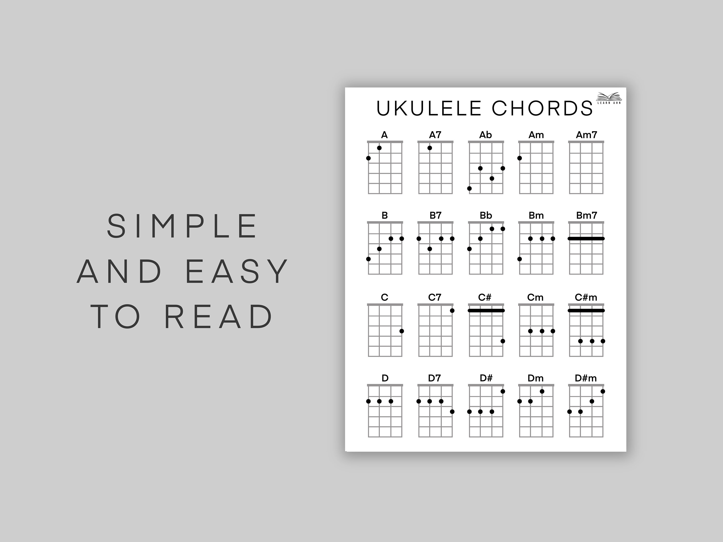 Ukulele Chord Chart Printable Download, Learn to Play Ukulele PDF ...