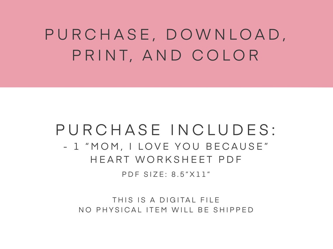 Why I Love Mom Worksheet, "i Love You Because..." Printable Worksheet ...