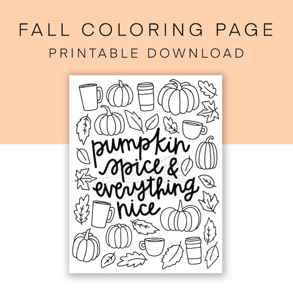 Fall Printable Coloring Page, Autumn Leaves Activity Sheet, Harvest ...