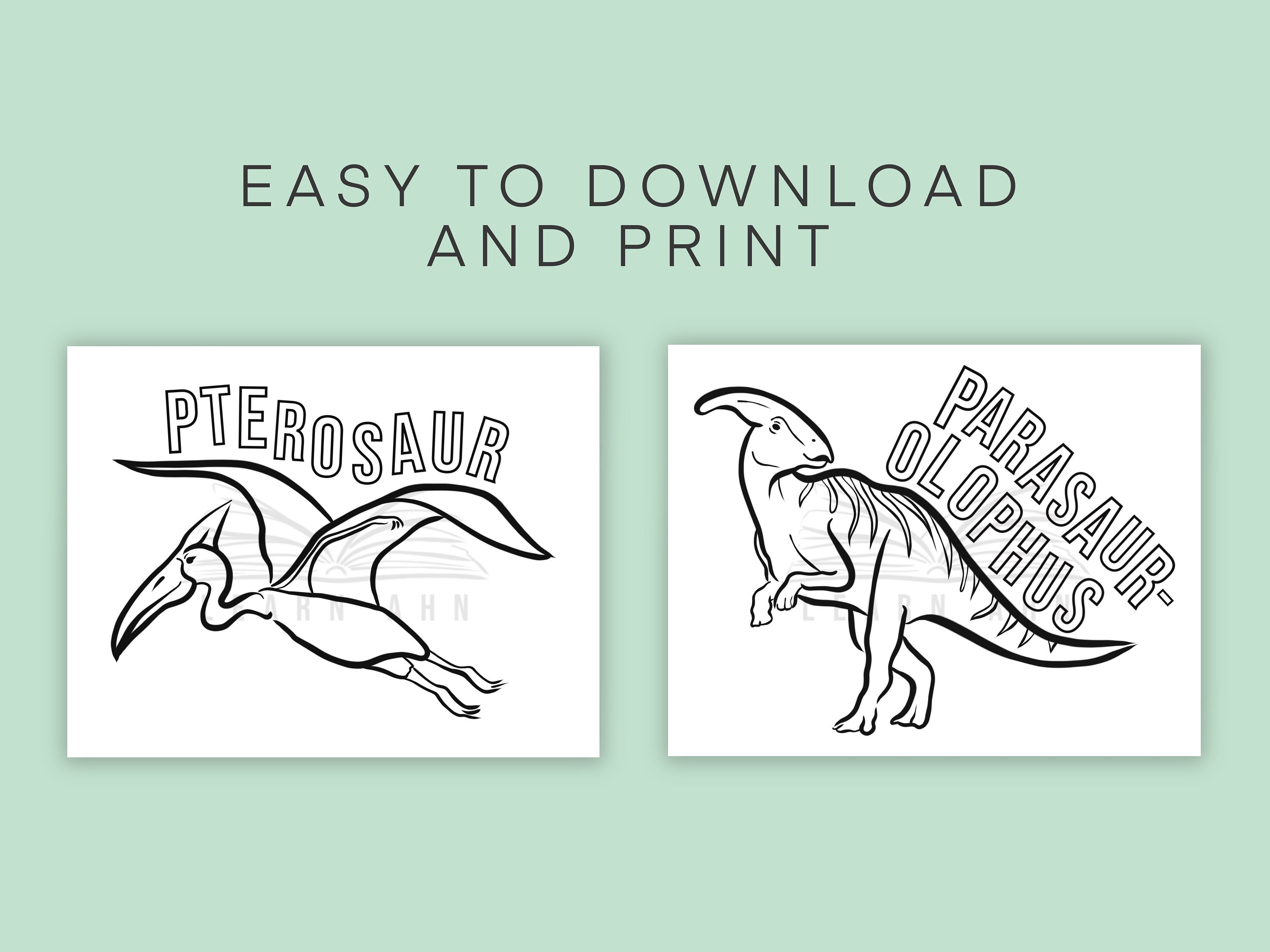 Dinosaur Printable Coloring Pages, Set of 10 Jurassic Activity ...