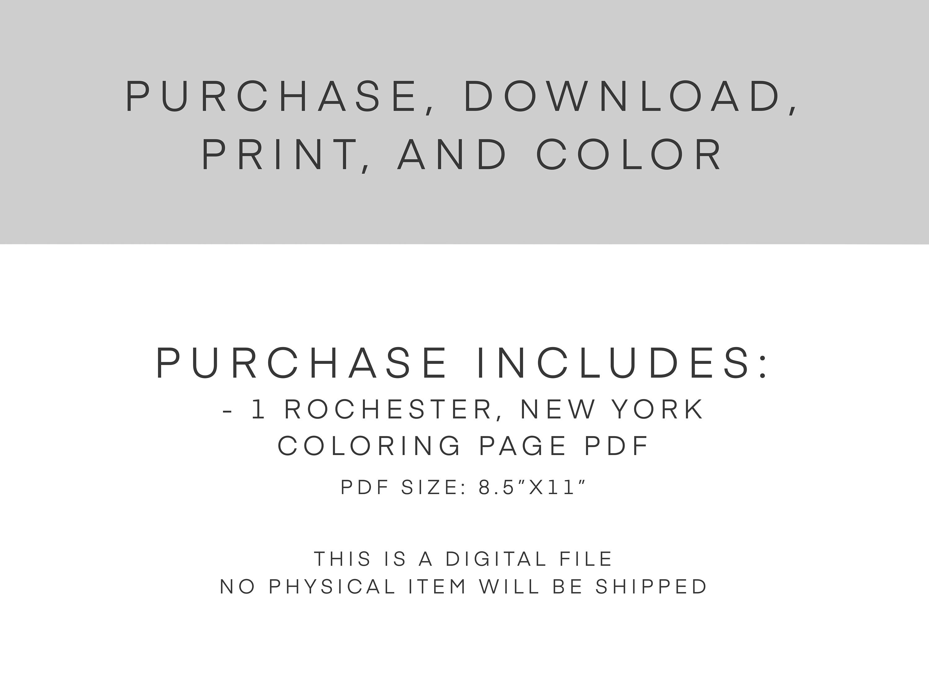 Rochester New York Coloring Page, Rochester NY Skyline Coloring Sheet ...