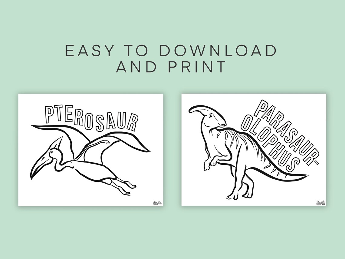 Dinosaur Printable Coloring Pages, Set of 10 Jurassic Activity ...