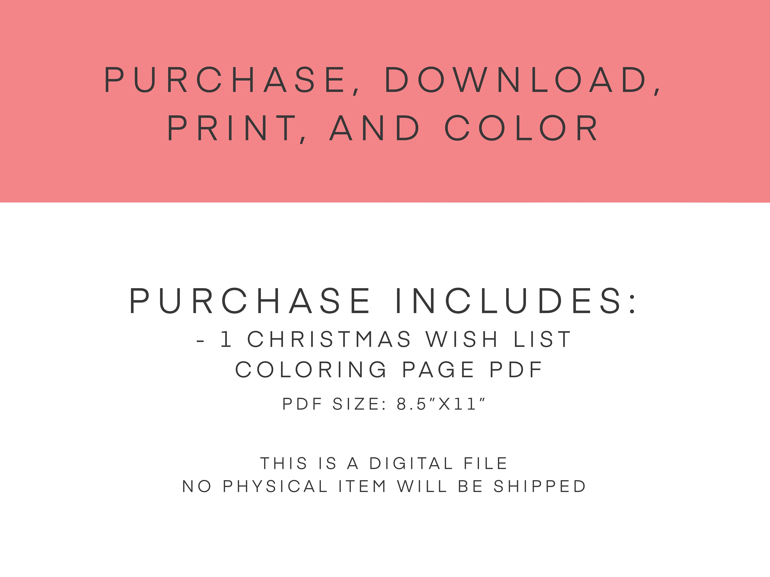 Christmas Wish List Printable Coloring Page, Gift Coloring Sheet ...