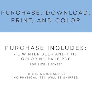Winter Seek and Find Printable Coloring Page, Snow I Spy Activity Sheet ...
