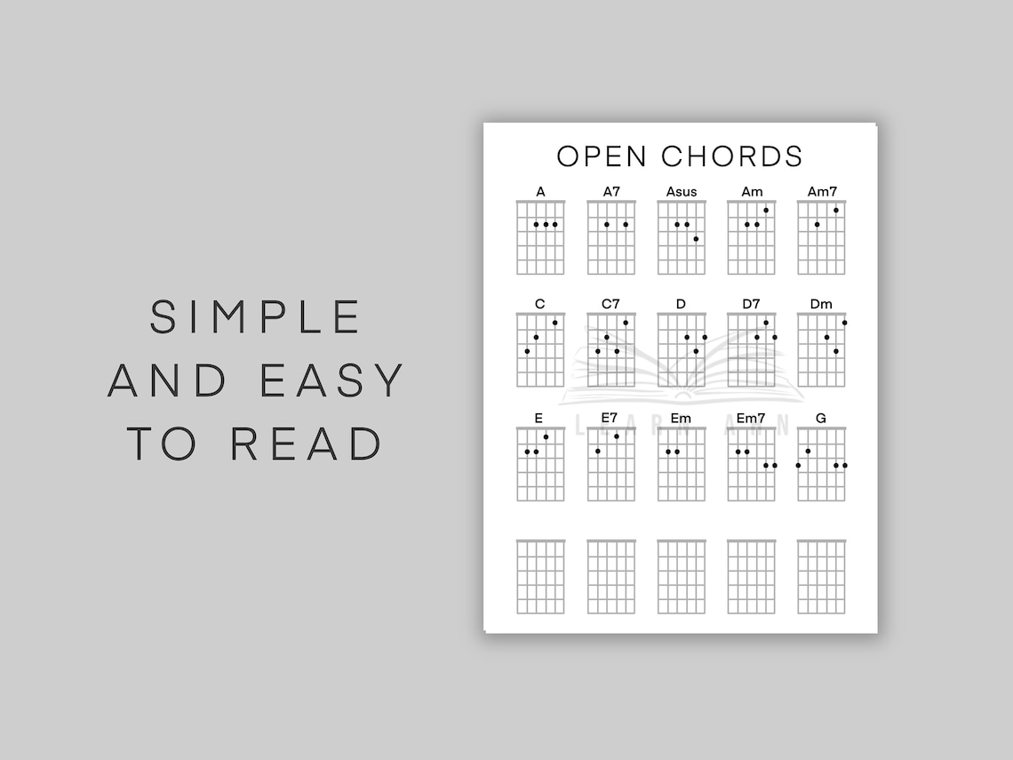 Guitar Chord Chart Printable Download, Printable PDF, Beginner Guitar ...